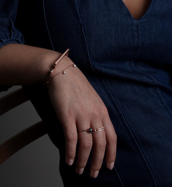 Fiji Tiny Button Diamond Bracelet in Sterling Silver and Diamond ...