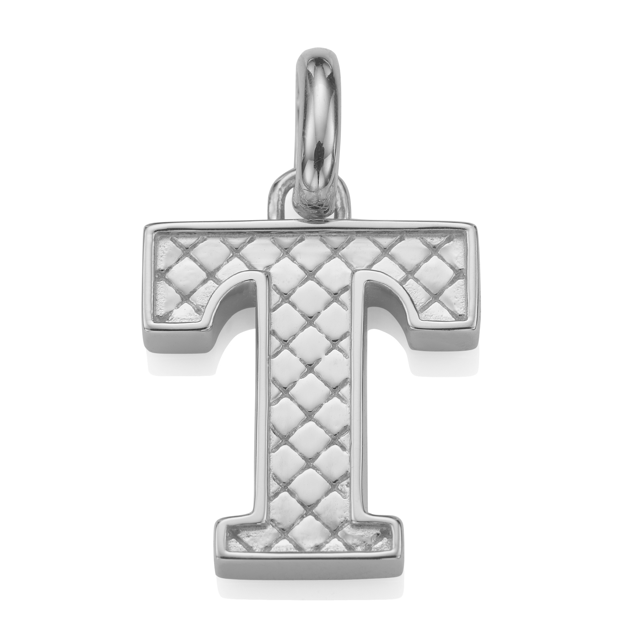 Alphabet T Pendant Charm in Sterling Silver | Jewellery by Monica Vinader