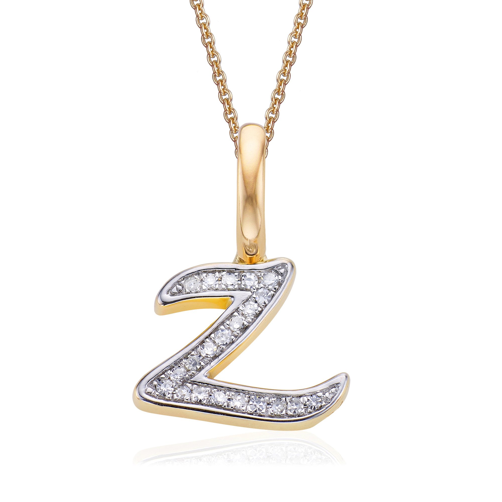 Alphabet Z Diamond Pendant Charm in 18ct Gold Vermeil on Sterling ...