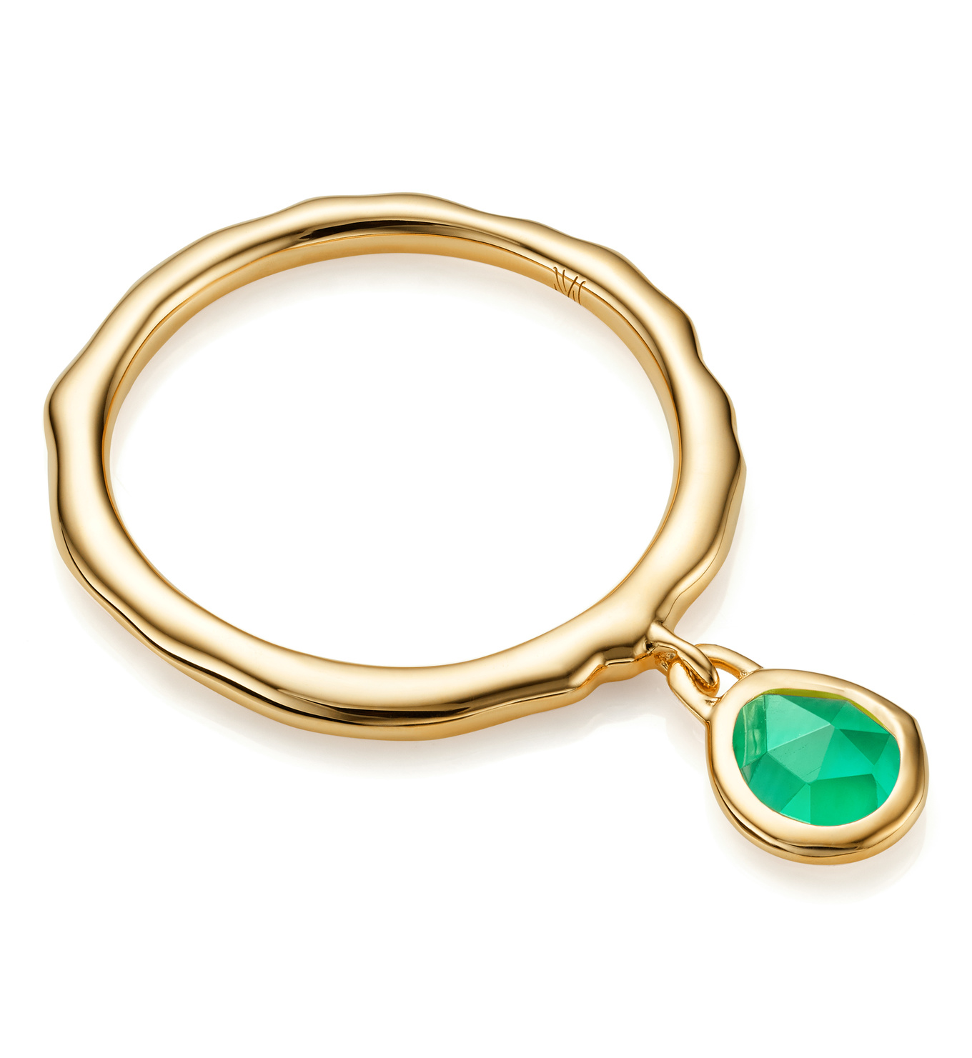 Siren Charm Ring in 18ct Gold Vermeil on Sterling Silver and Green Onyx ...