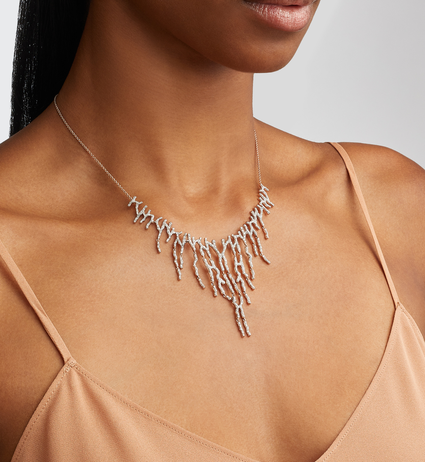 Riva Waterfall Cocktail Diamond Necklace in 18k Rose Gold Vermeil On ...