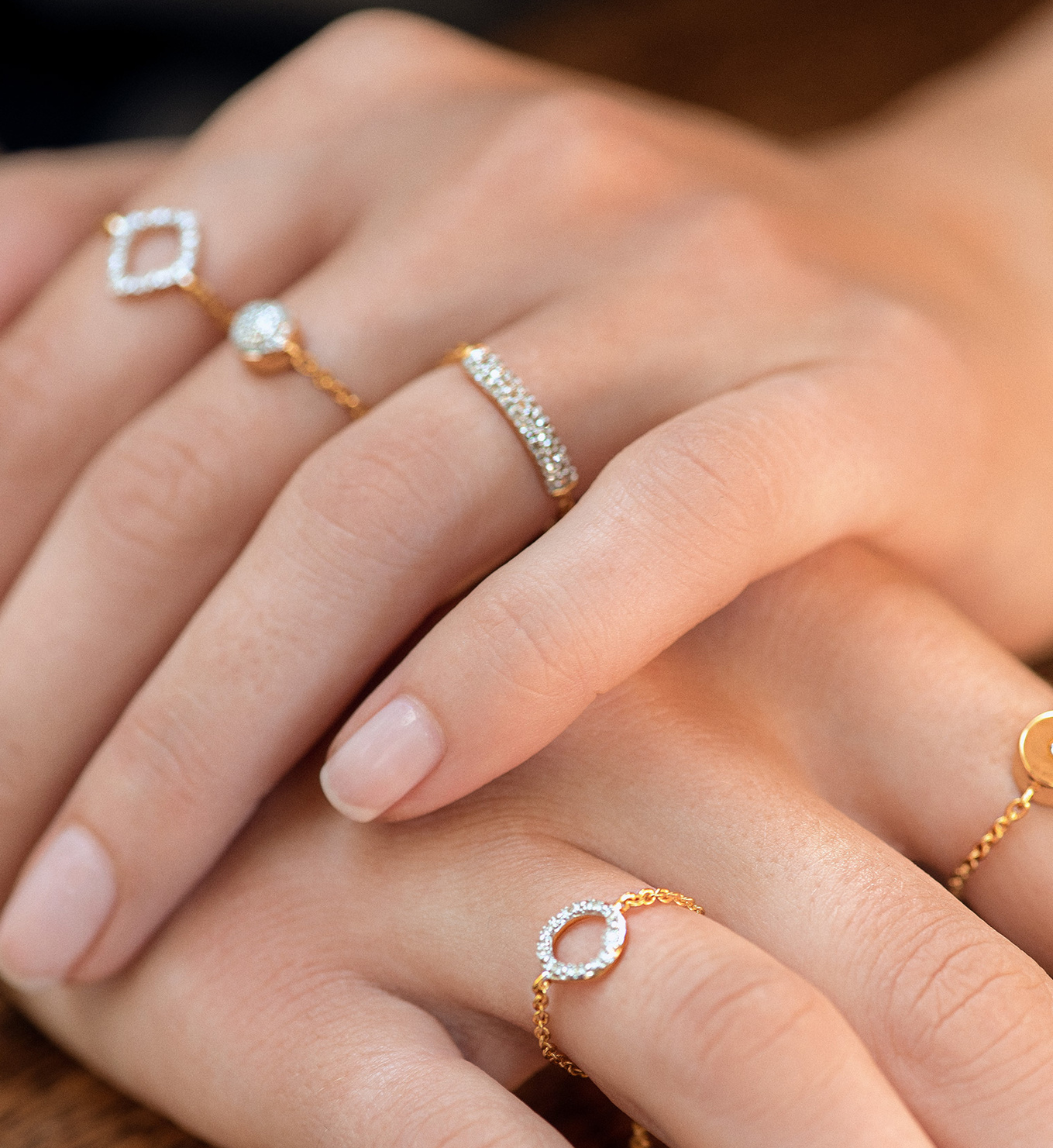 Riva Mini Kite Adjustable Friendship Diamond Ring in 18ct Rose Gold ...