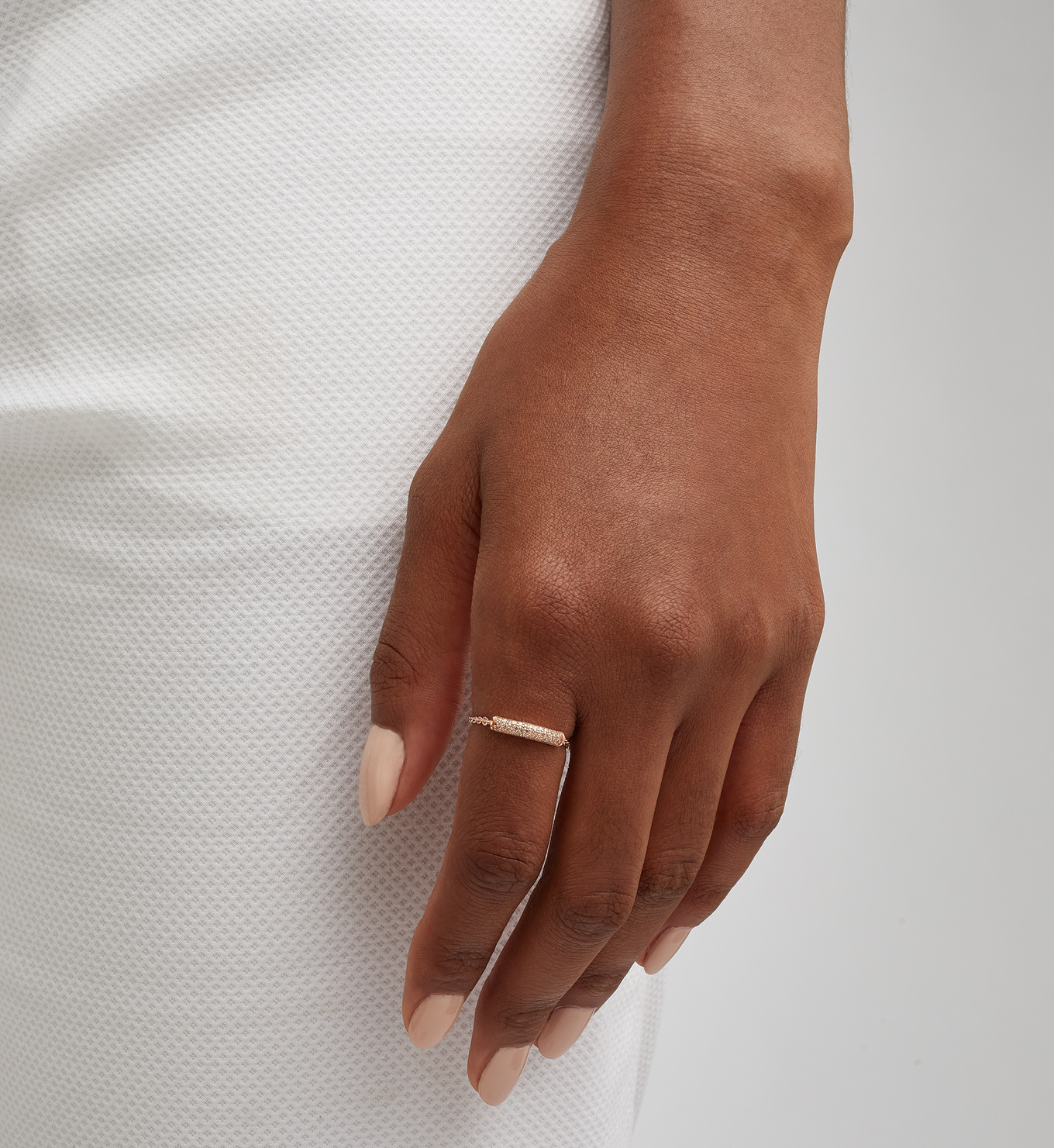 Fiji Bar Adjustable Friendship Diamond Ring in 18ct Rose Gold Vermeil ...