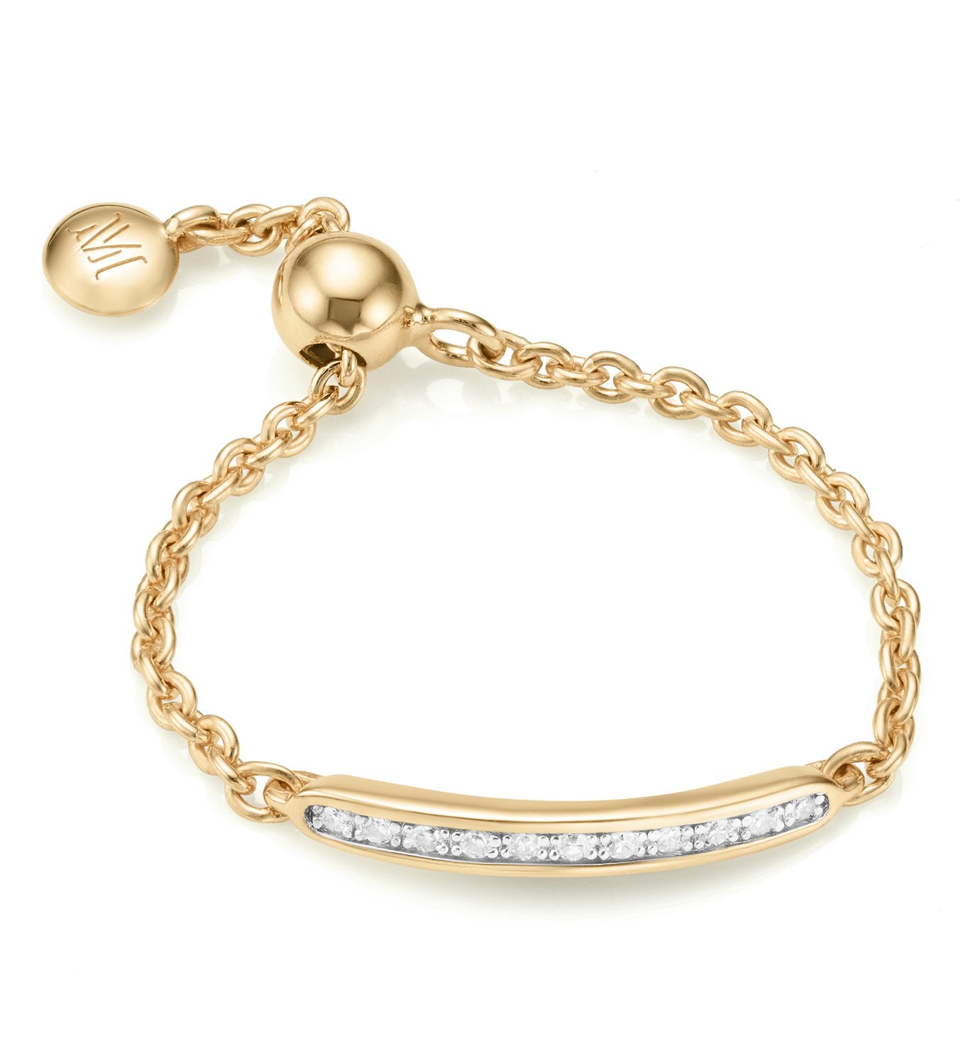 Skinny Bar Adjustable Friendship Diamond Ring in 18ct Gold Vermeil on ...