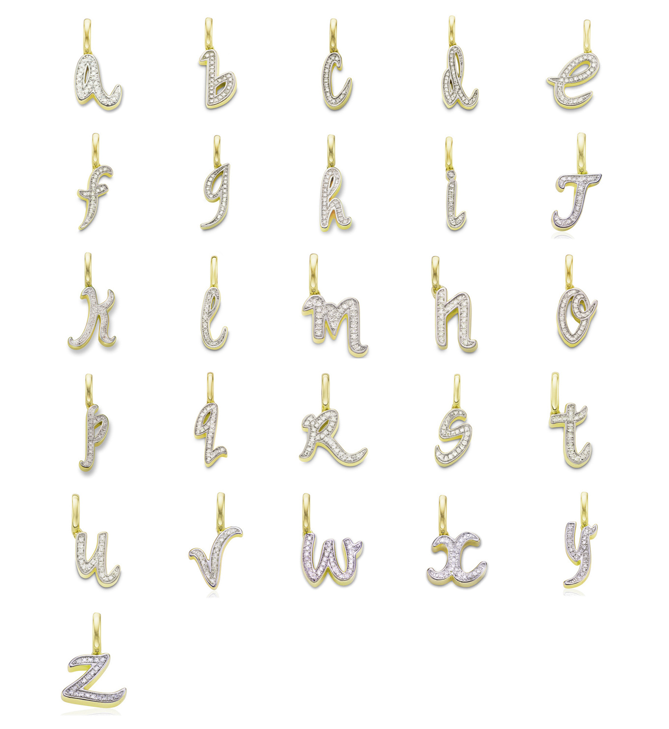 Alphabet S Diamond Pendant Charm in 18k Gold Vermeil on Sterling Silver ...