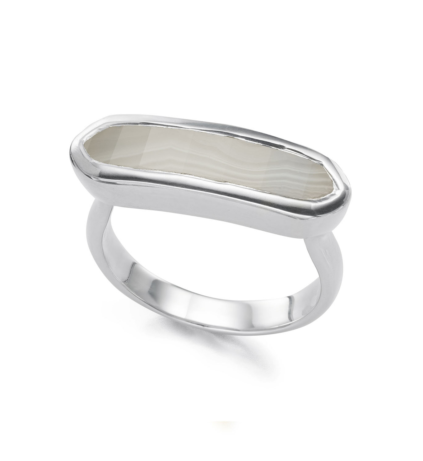 Baja Ring in Sterling Silver and Grey Agate | Jewellery by Monica Vinader