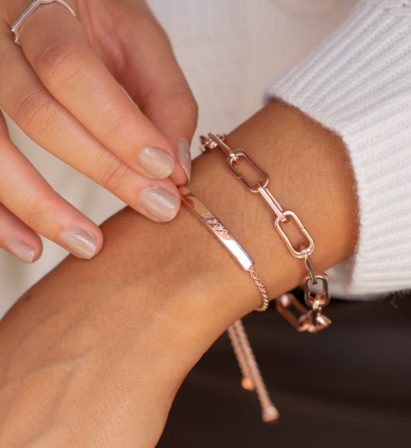 Linear Chain Bracelet in 18k Rose Gold Vermeil On Sterling Silver ...