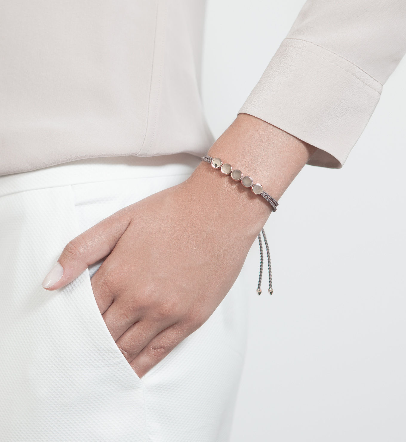 Linear Bead Friendship Bracelet in 18ct Rose Gold Vermeil On Sterling ...