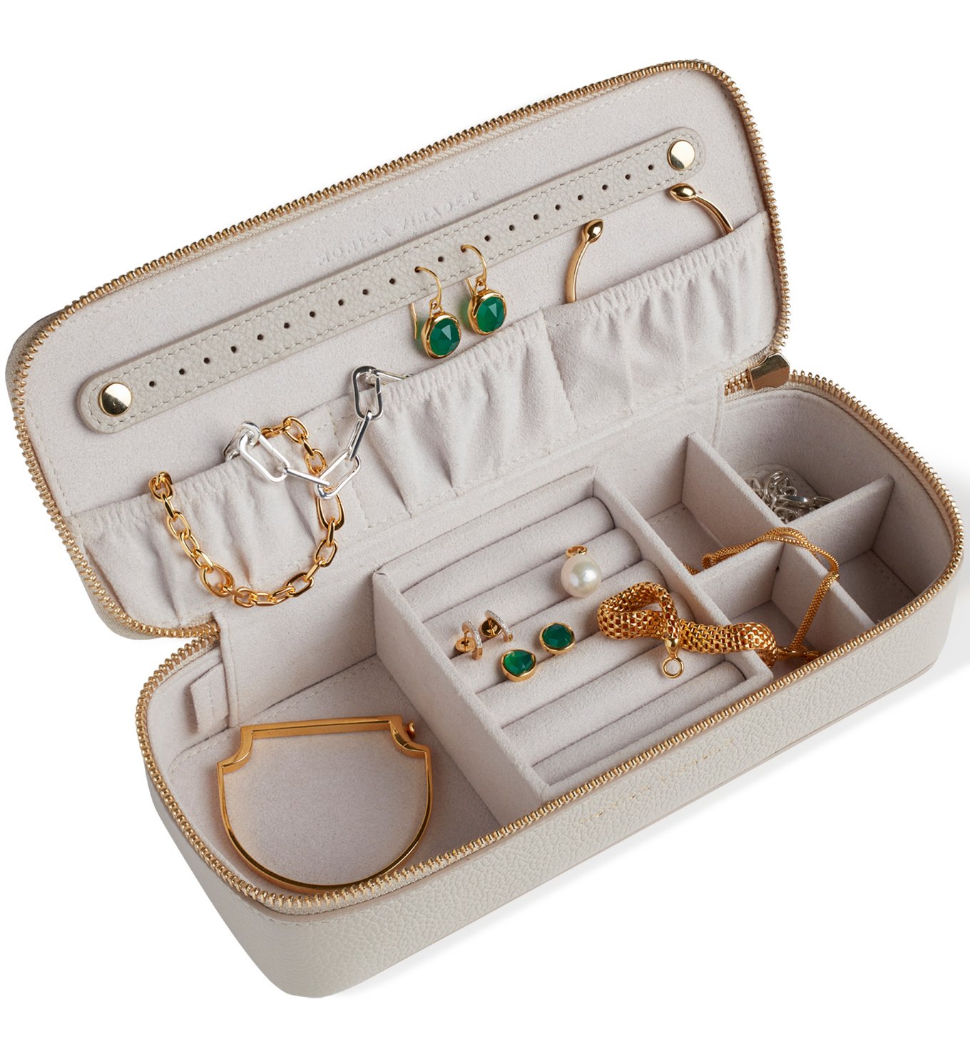 Large Leather Jewellery Box in Leather - Pebble Grey | Jewellery by ...