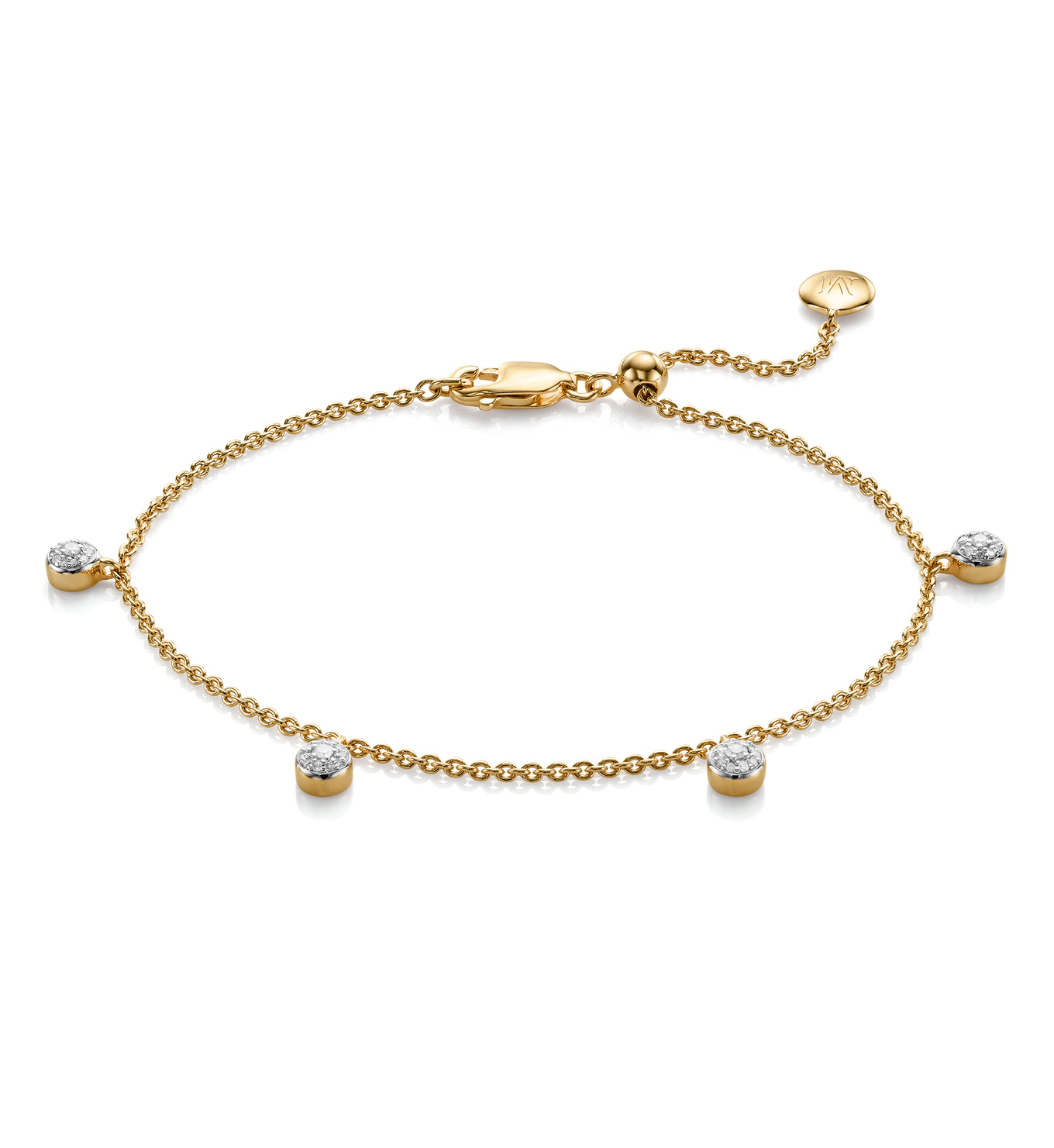 Fiji Tiny Button Diamond Bracelet in 18k Gold Vermeil on Sterling ...