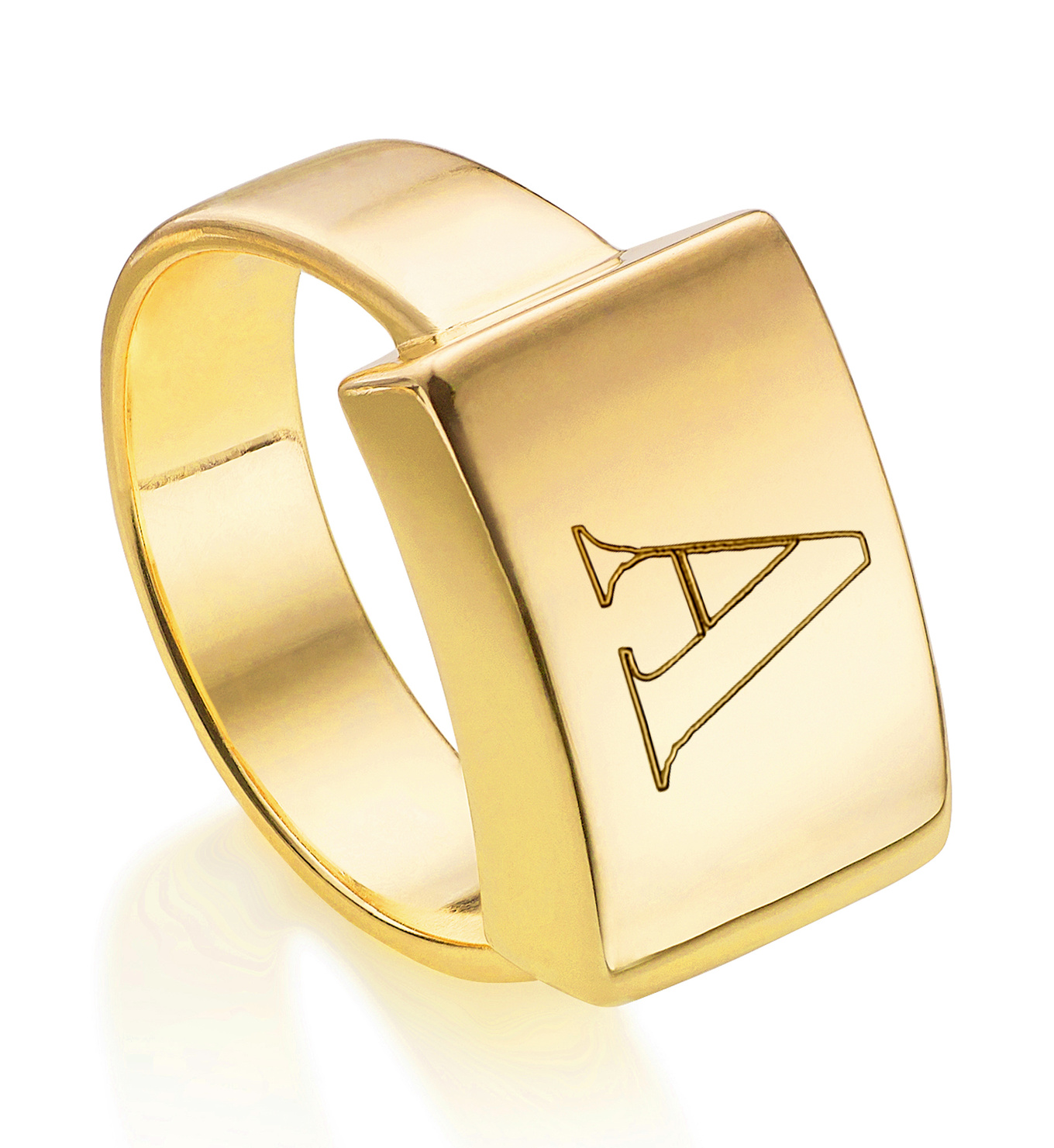 Linear Large Plain Ring in 18ct Gold Vermeil on Sterling Silver ...