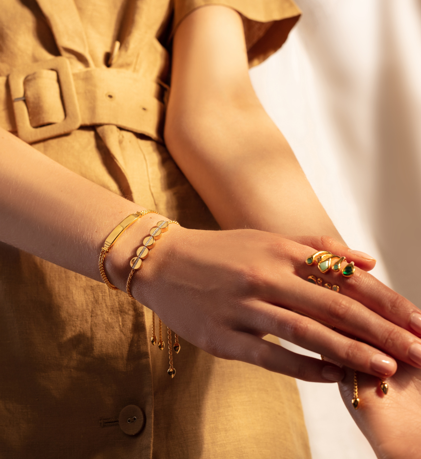 Linear Bead Diamond Row Friendship Chain Bracelet in 18k Gold Vermeil ...