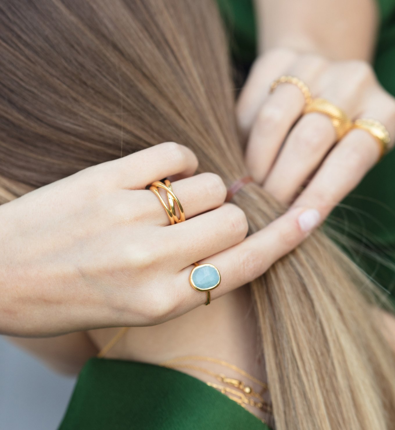 Siren Medium Stacking Ring in 18ct Gold Vermeil on Sterling Silver and ...