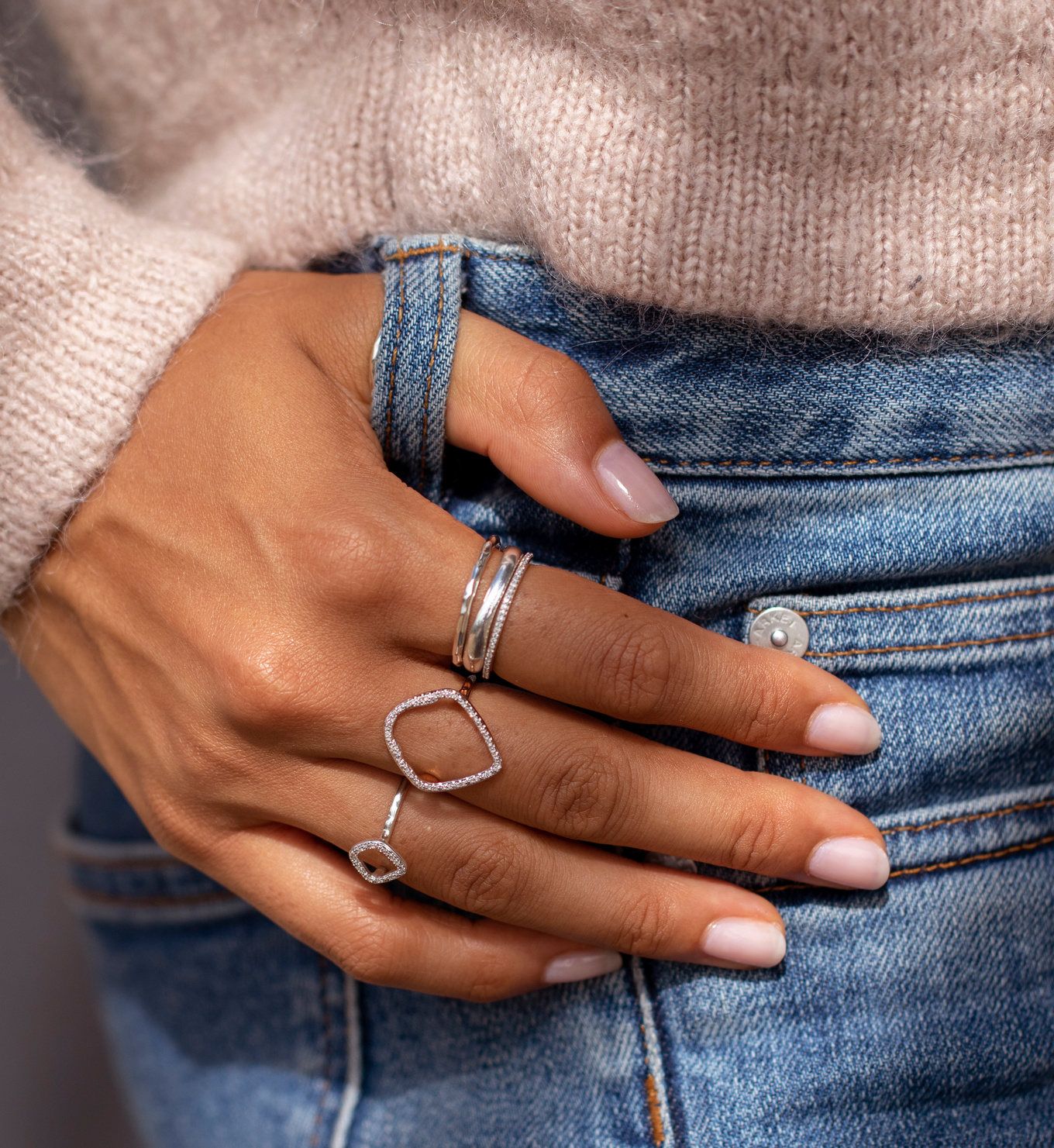 Riva Hoop Cocktail Ring in 18k Rose Gold Vermeil On Sterling Silver and ...