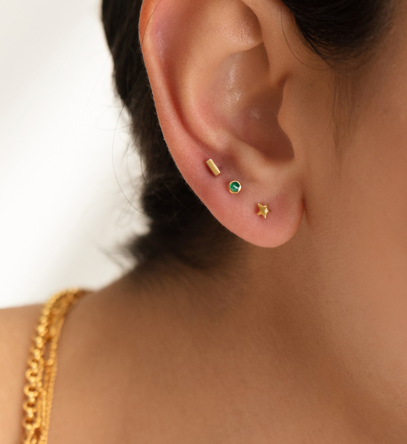 Star Flat Back Piercing Stud in 14k Solid Gold | Jewellery by Monica ...
