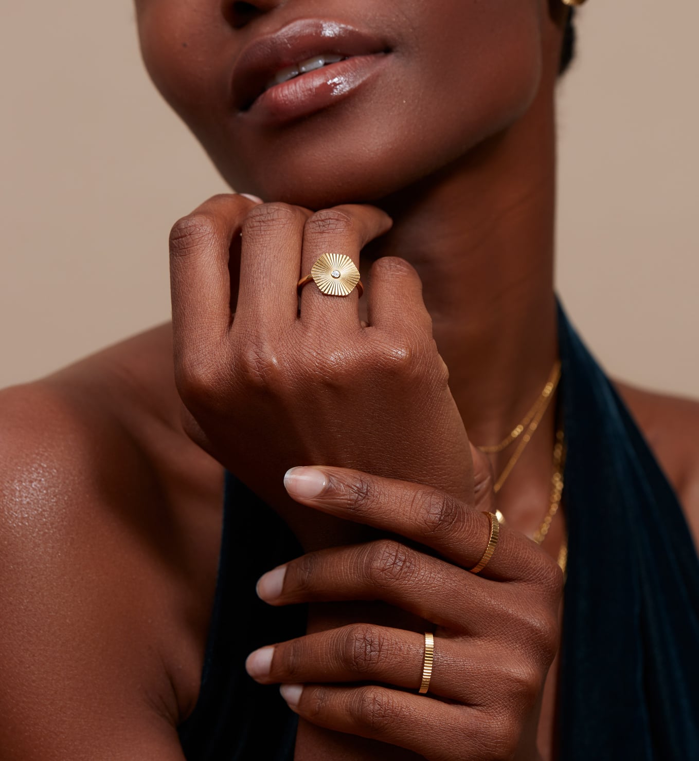 Disco Diamond Ring in 18k Gold Vermeil on Sterling Silver and Diamond ...