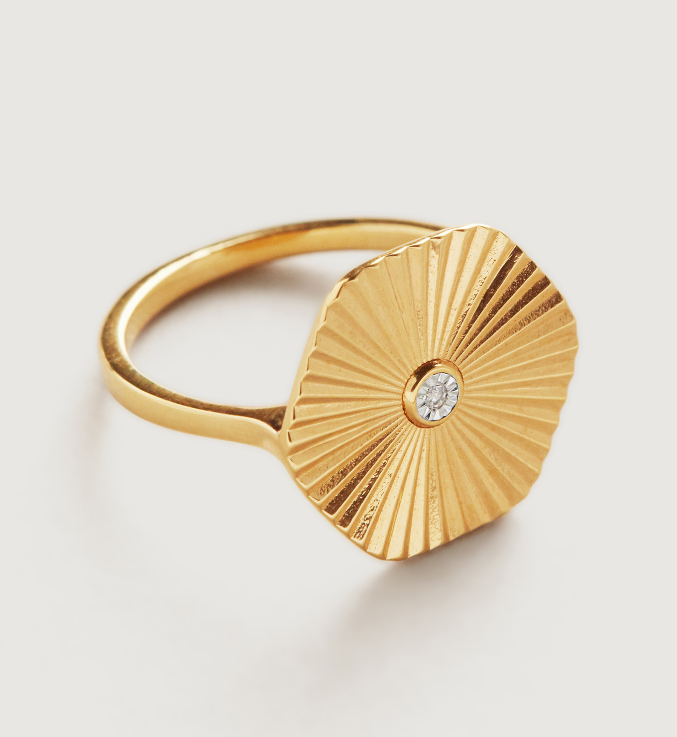 Disco Diamond Ring in 18k Gold Vermeil on Sterling Silver and Diamond ...