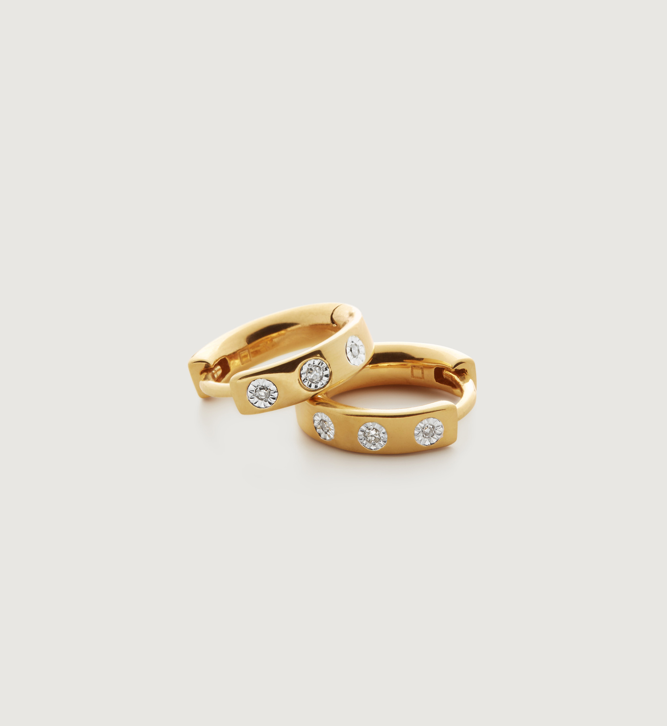 Fiji Gem Diamond Mini Huggie Earrings - Diamond in 18k Gold Vermeil on ...