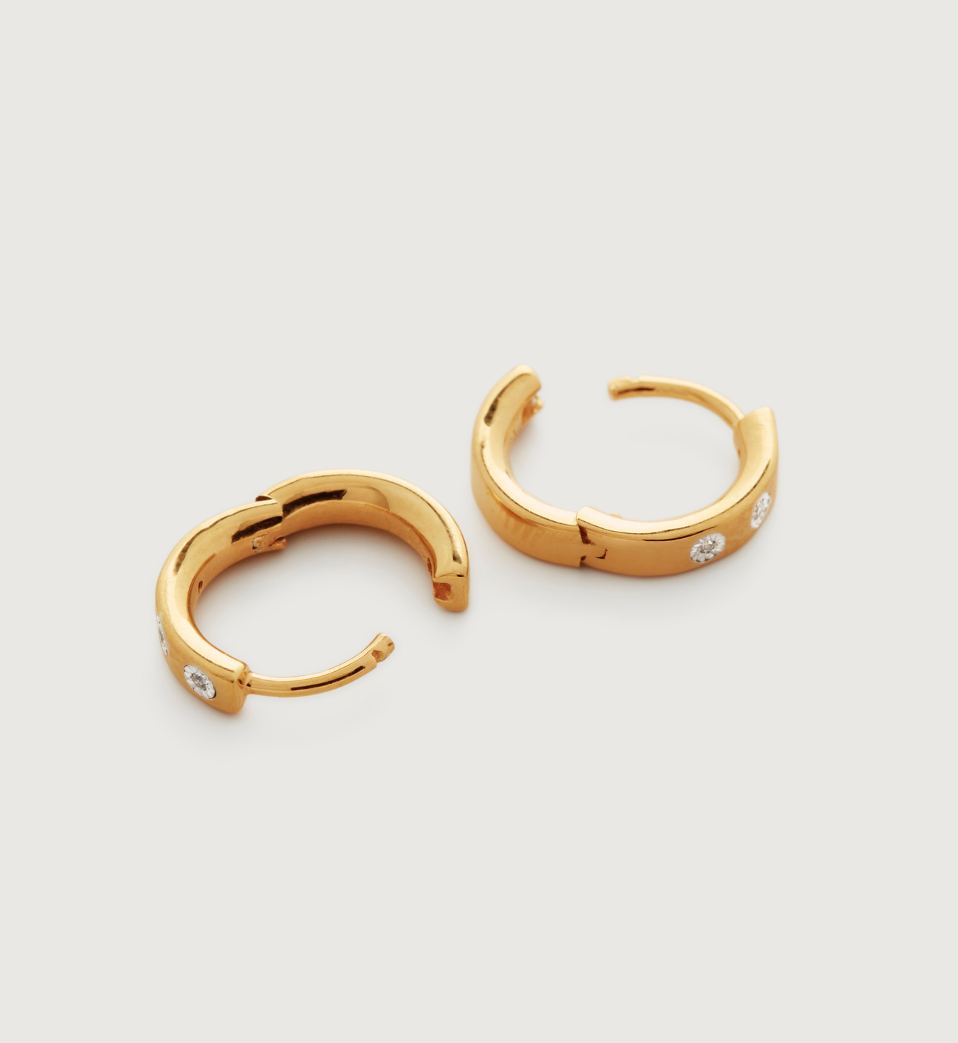 Fiji Gem Diamond Mini Huggie Earrings - Diamond in 18ct Gold Vermeil on ...