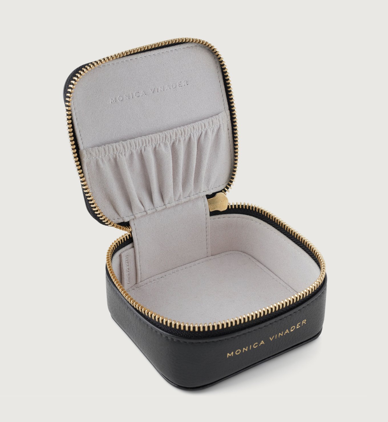 Leather Trinket Box in Leather - Black | Jewellery by Monica Vinader