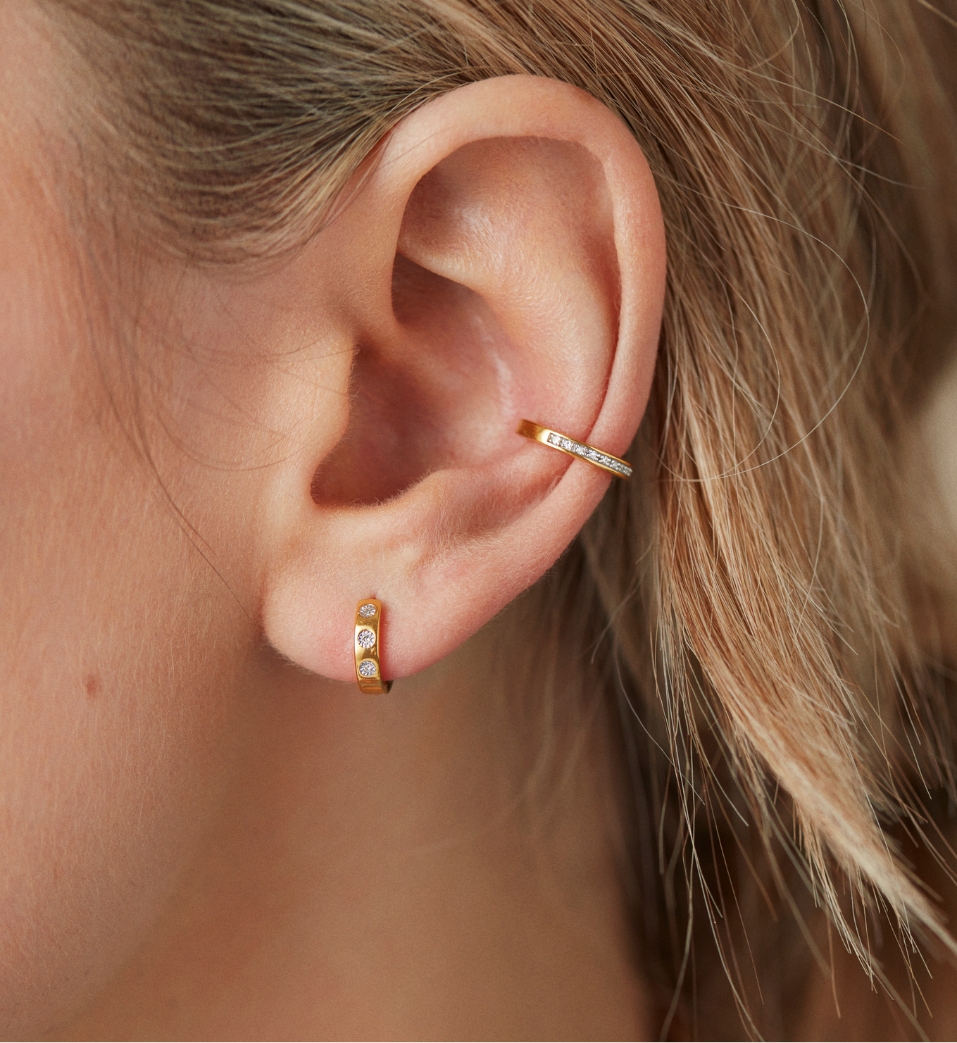 Fiji Gem Diamond Mini Huggie Earrings - Diamond in 18k Gold Vermeil on ...