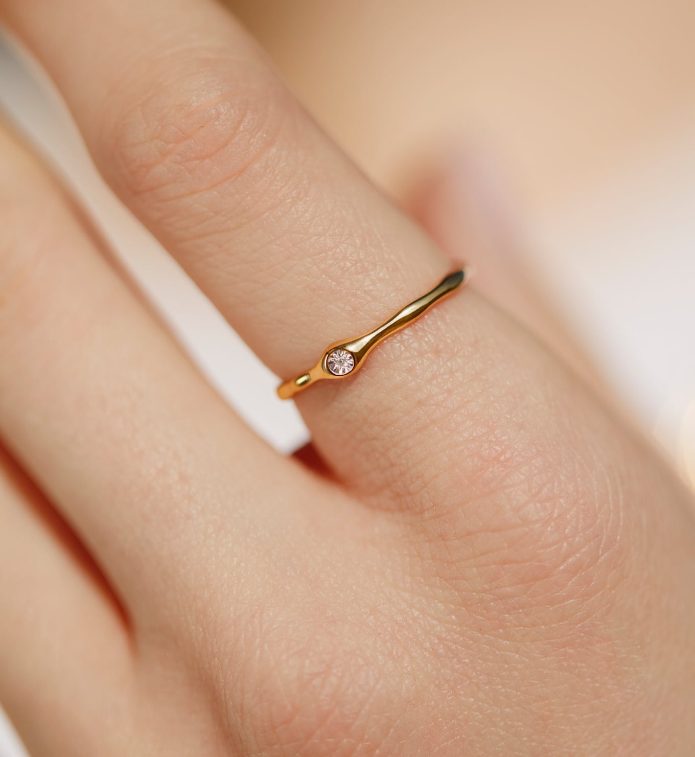 Siren Mini Diamond Stacking Ring in 18k Gold Vermeil on Sterling Silver ...