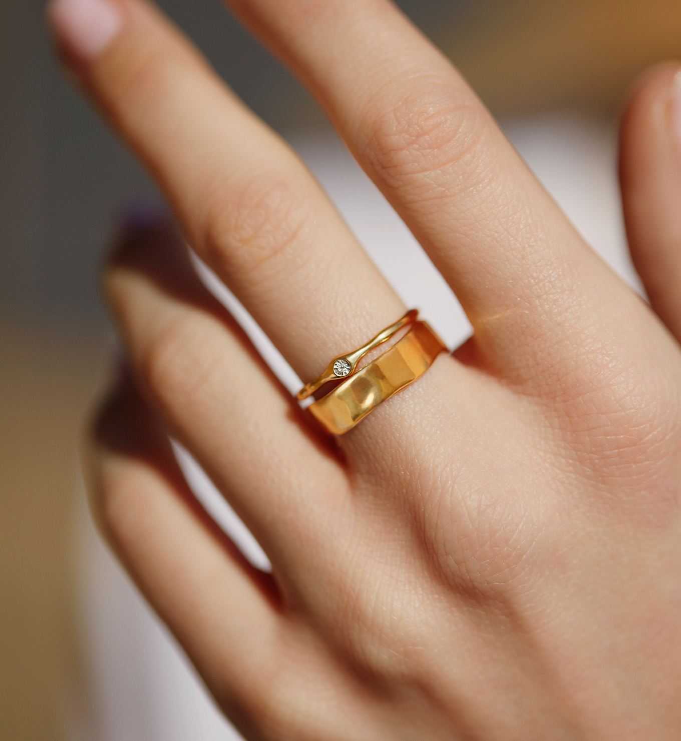 Siren Mini Diamond Stacking Ring in 18k Gold Vermeil on Sterling Silver ...