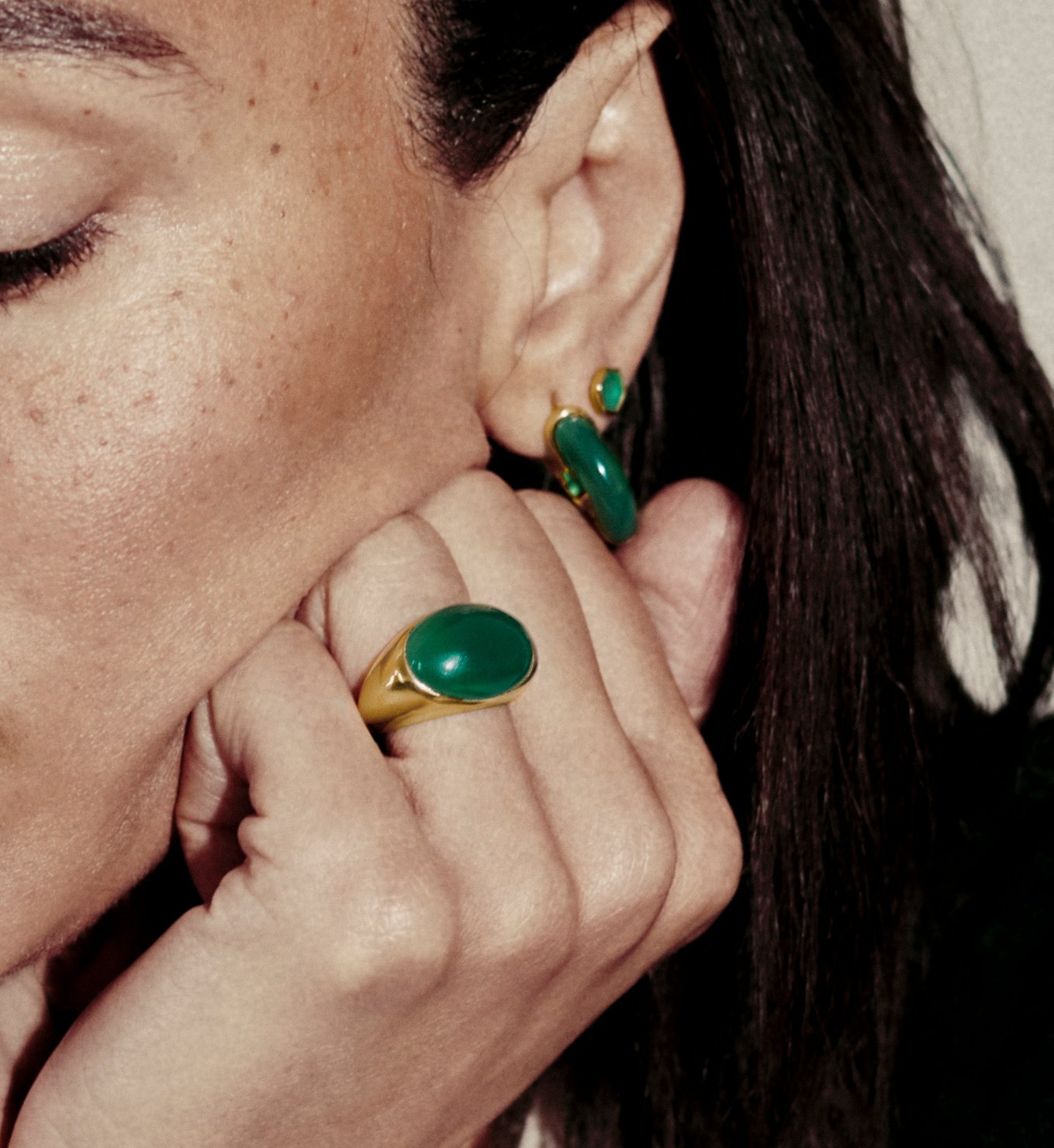 Kate Young Gemstone Small Hoop Earrings in 18k Gold Vermeil on Sterling ...