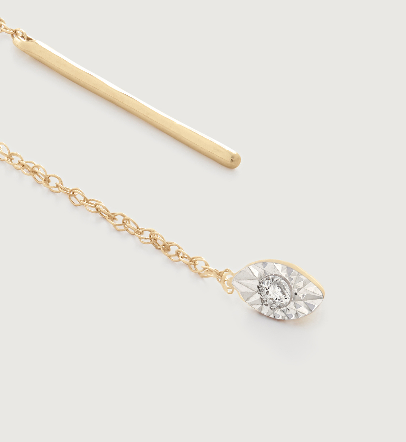 Diamond Marquise Single Threader Earring in 14ct Solid Gold and Diamond ...
