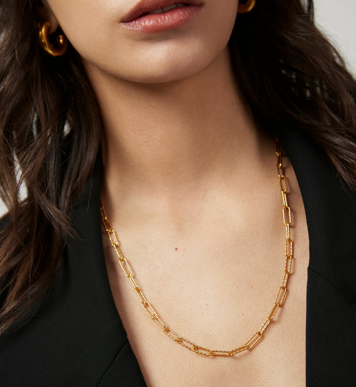 Alta Textured Medium Chain Necklace Adjustable 56cm/ 22' in 18k Gold ...