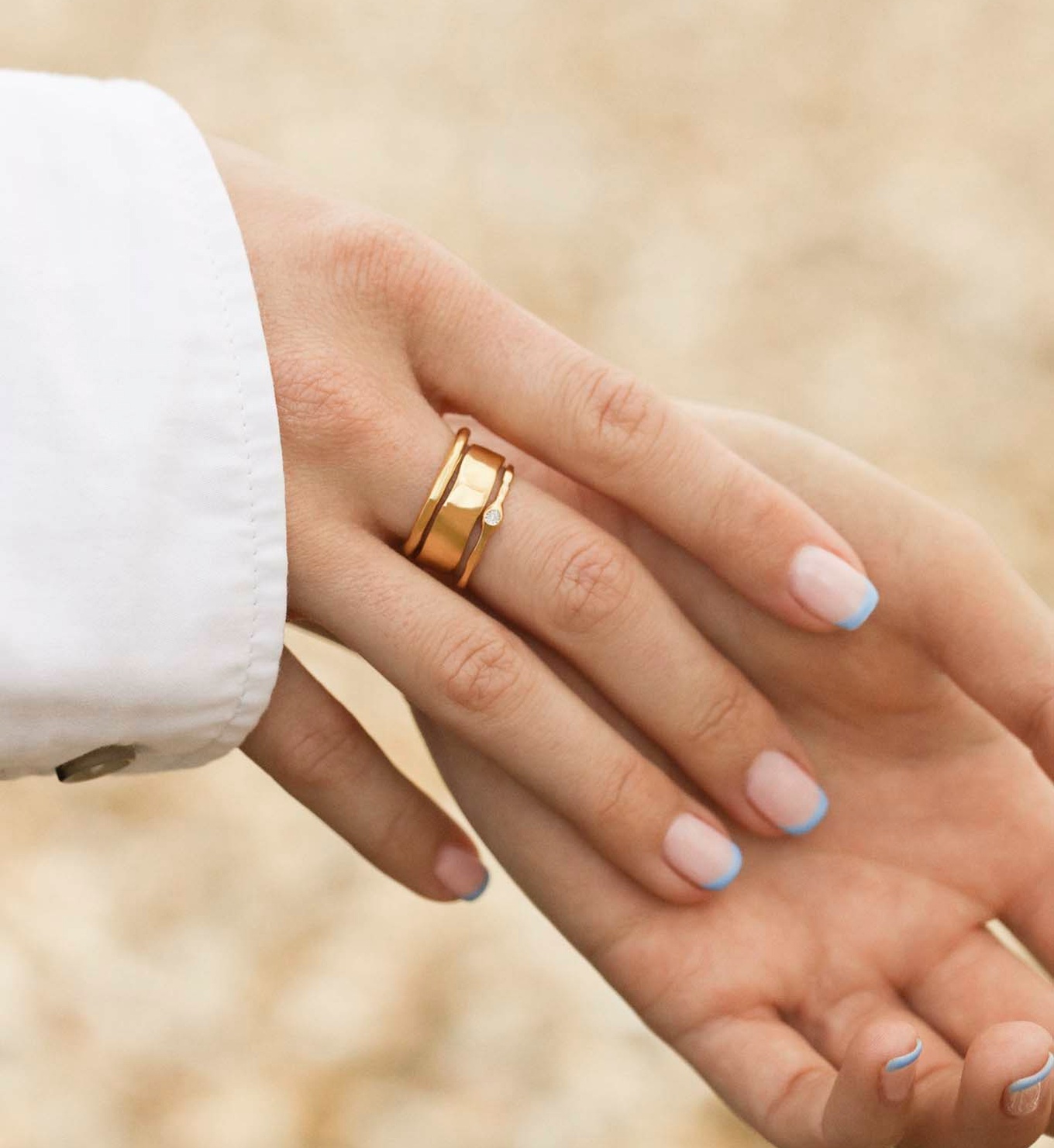 Siren Muse, Mini Diamond and Hammered Ring Stack | Jewellery Sets ...