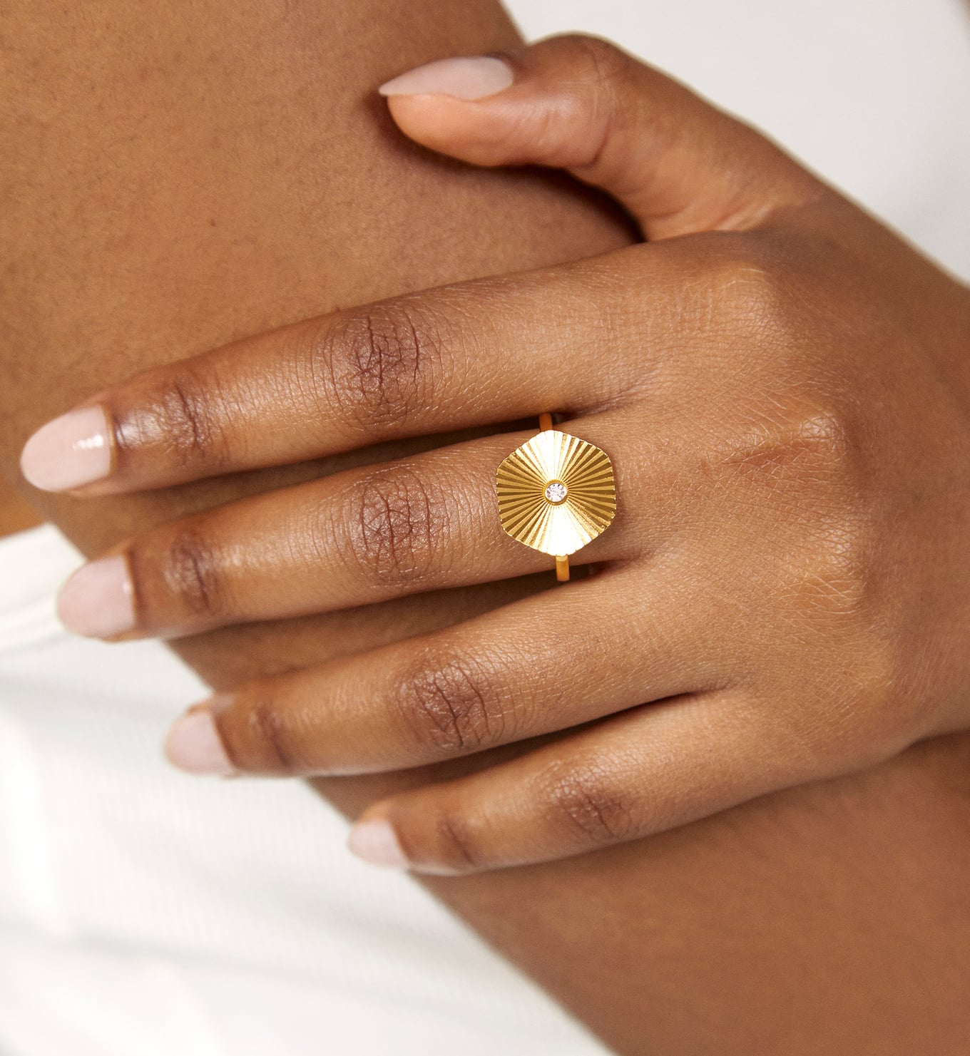 Disco Diamond Ring in 18k Gold Vermeil on Sterling Silver and Diamond ...