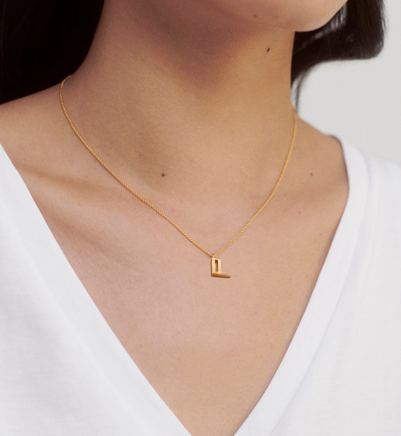 Initial L Necklace Adjustable 41-46cm/16-18' in 18k Gold Vermeil on ...
