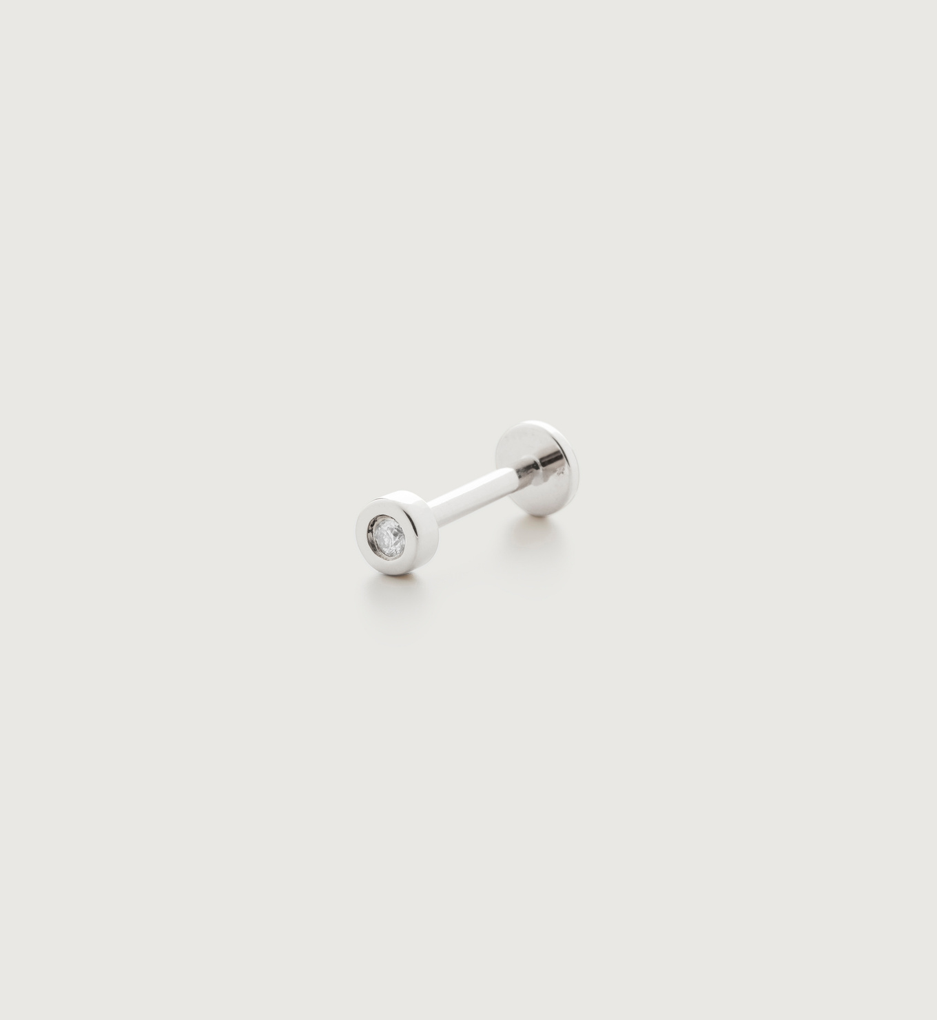 Linear Diamond Single Labret Piercing Earring in 14k Solid White Gold ...