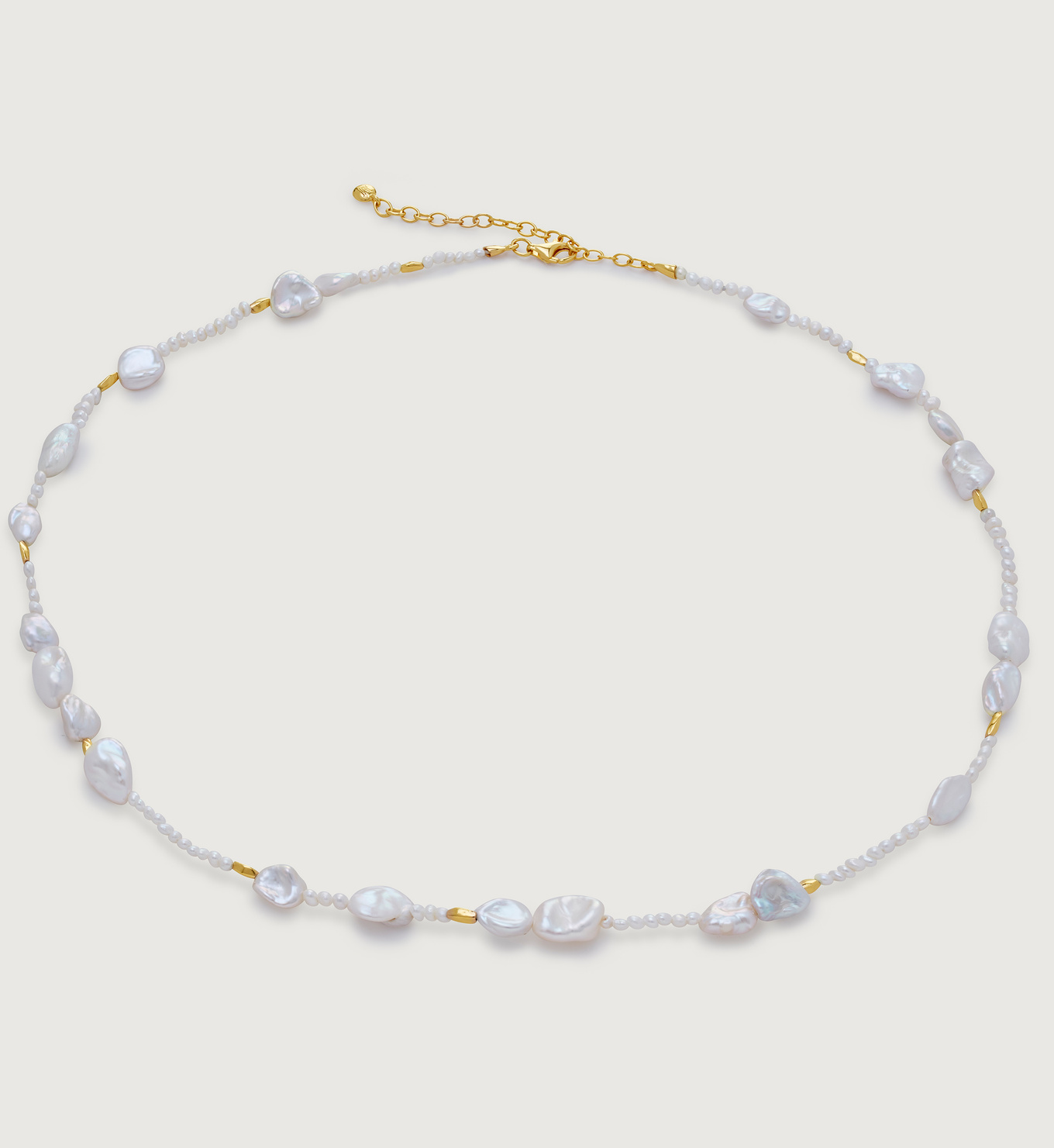 Pearl Scatter Necklace Adjustable 41-46cm/16-18' in 18k Gold Vermeil on ...