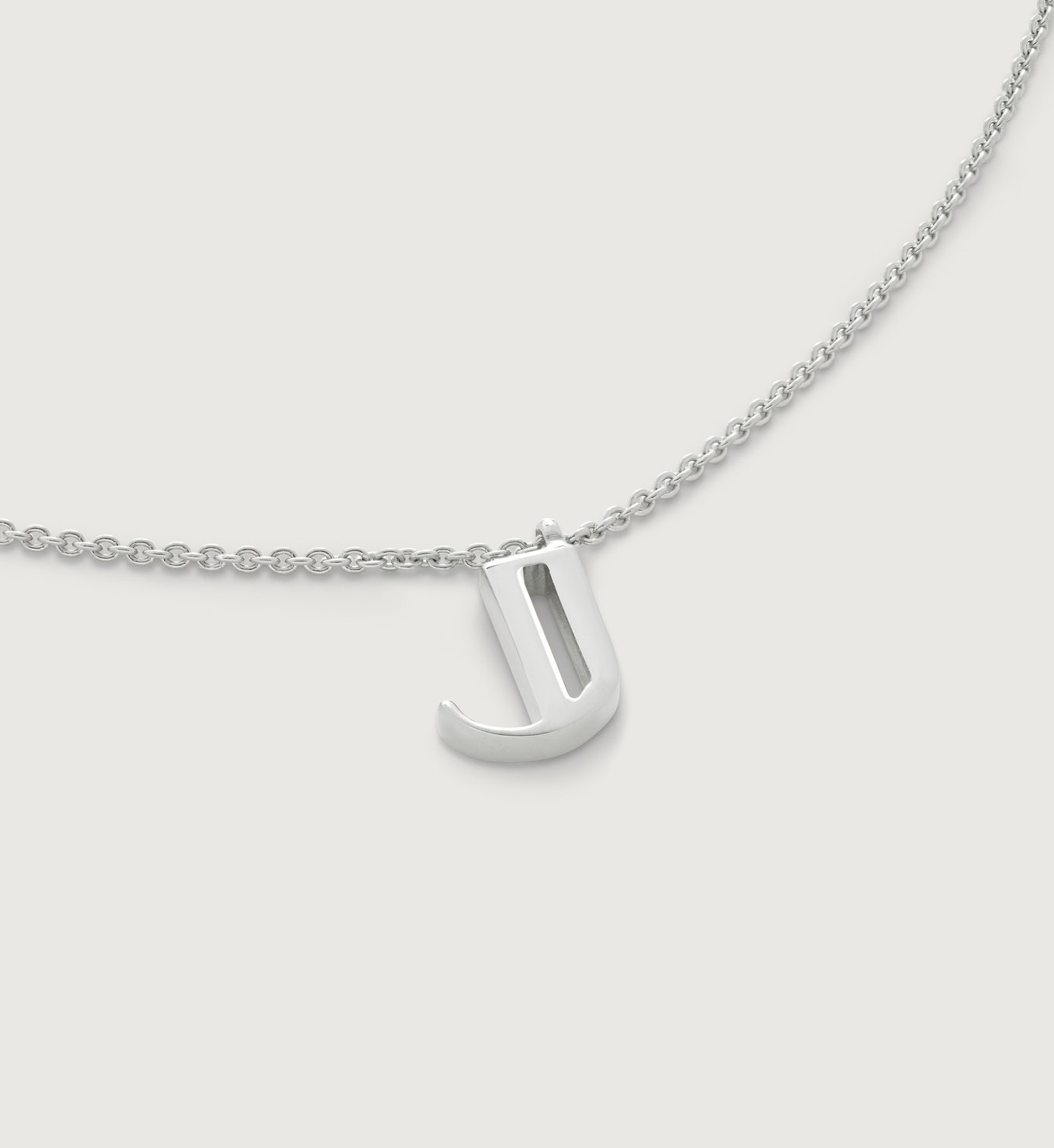 Initial J Necklace Adjustable 41-46cm/16-18' in Sterling Silver ...