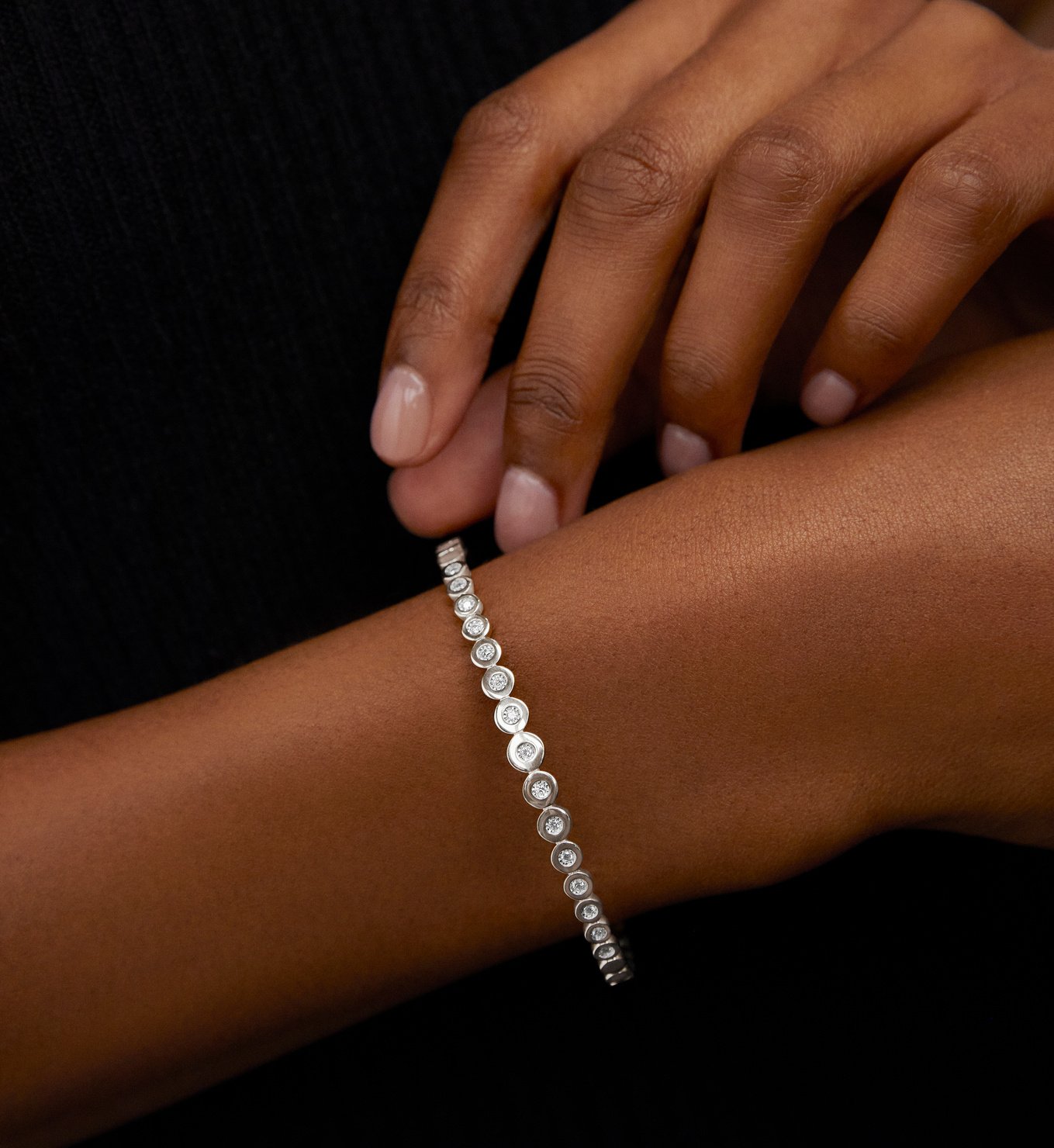 Graduated Diamond Bangle in Sterling Silver and Lab Grown Diamond ...