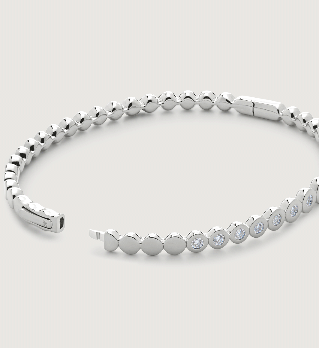 Graduated Diamond Bangle in Sterling Silver and Lab Grown Diamond ...