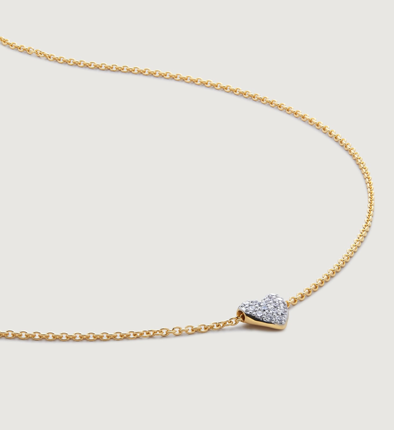 Heart Diamond Chain Necklace in 18k Gold Vermeil on Sterling Silver and ...