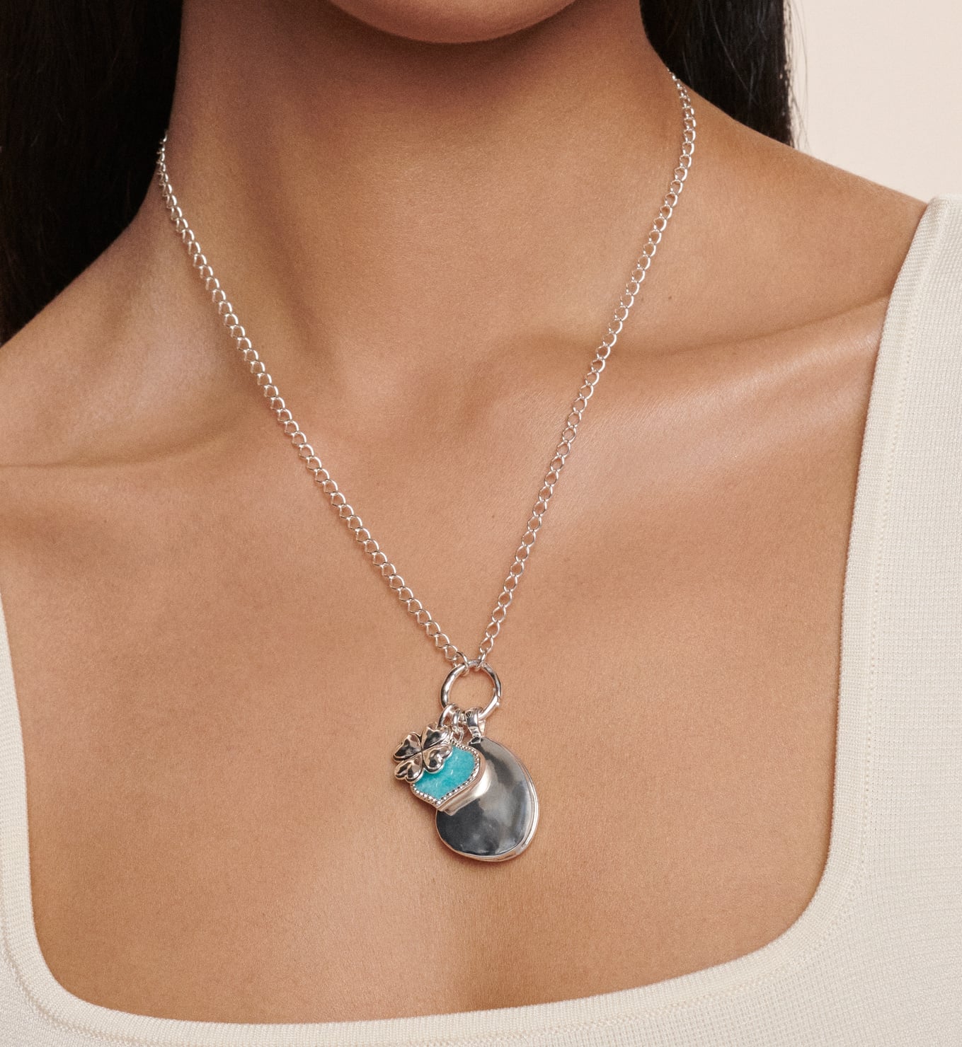 Lotus Gemstone Pendant Charm in Sterling Silver and Amazonite ...