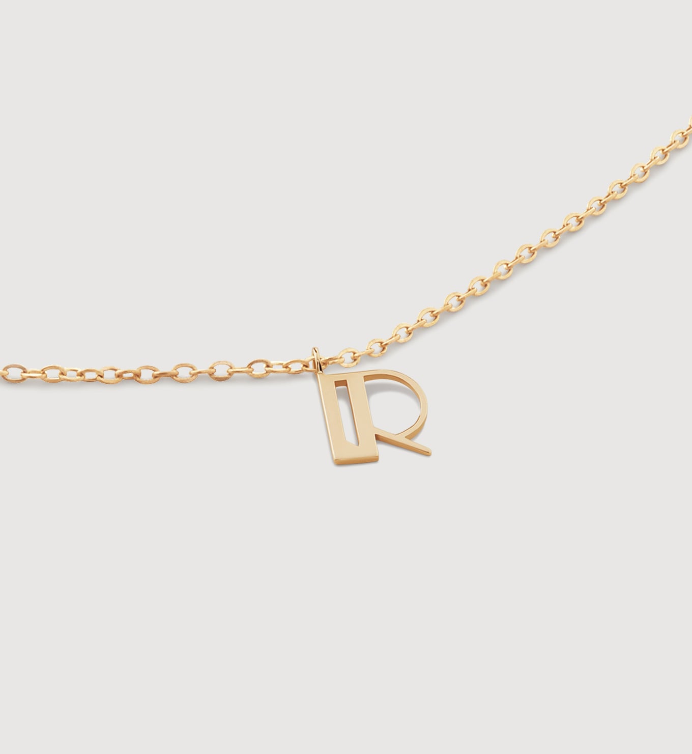 Mini Initial R Chain Necklace in 14k Solid Gold | Jewellery by Monica ...