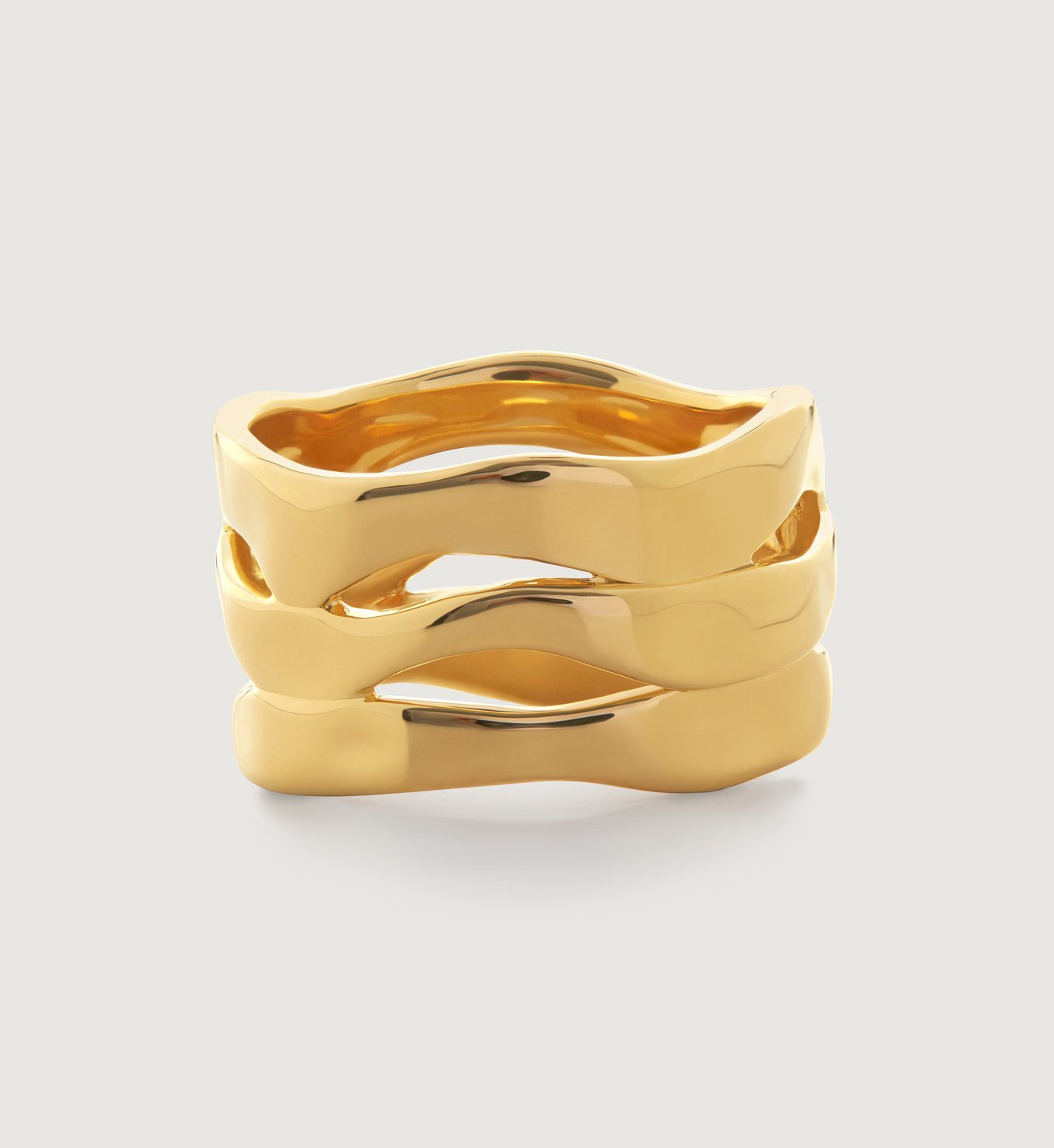 Wave Triple Ring In 18k Gold Vermeil On Sterling Silver Jewellery By