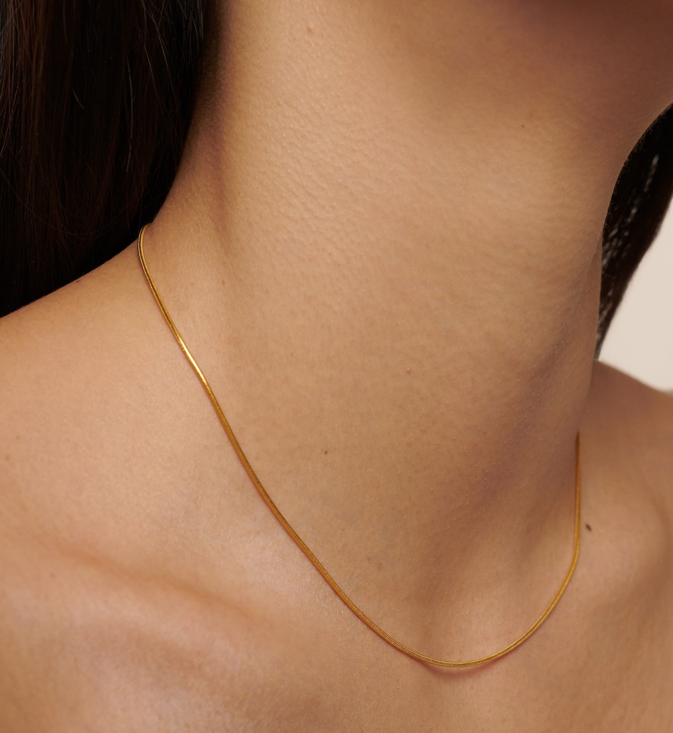 Round Thin Snake Chain Necklace in 18k Gold Vermeil on Sterling Silver ...