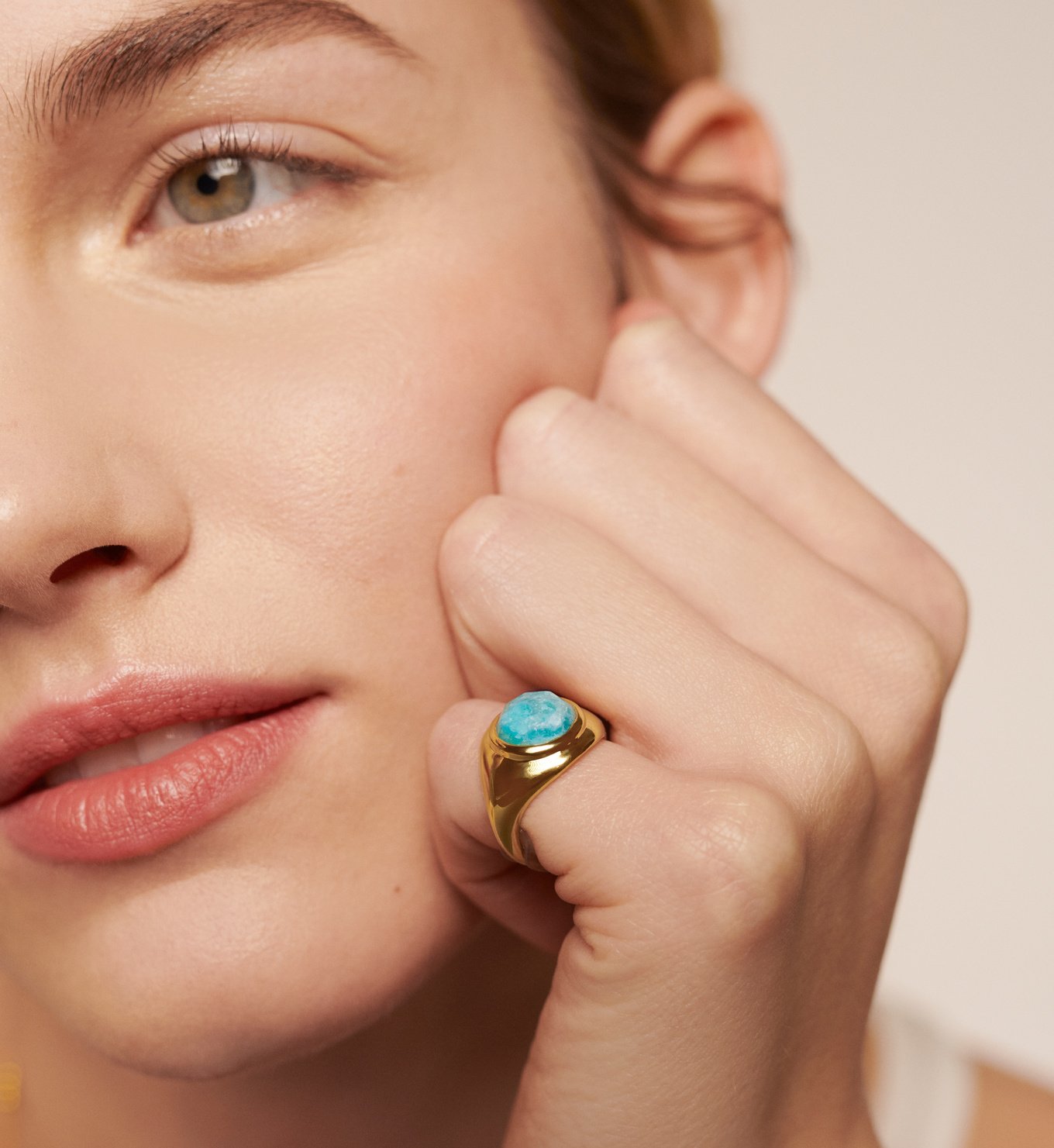 Eclipse Gemstone Signet Ring in 18k Gold Vermeil on Sterling Silver and ...