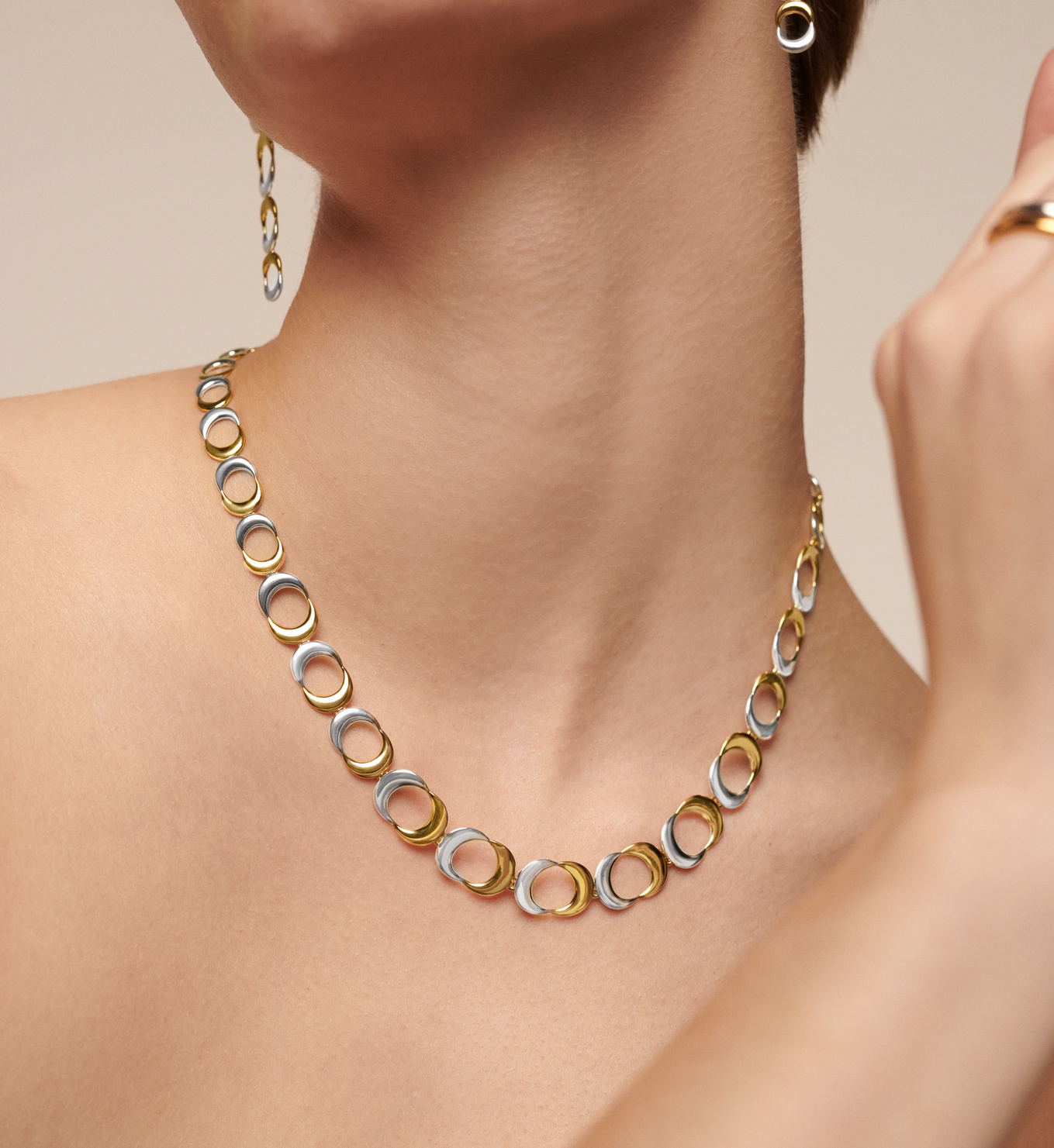 Kissing Moon Mixed Metal Necklace in 18k Gold Vermeil on Sterling ...