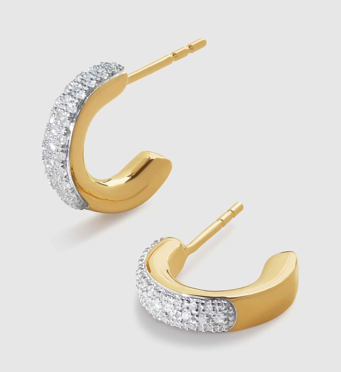 Fiji Mini Diamond Huggie Earrings in 18k Gold Vermeil on Sterling ...