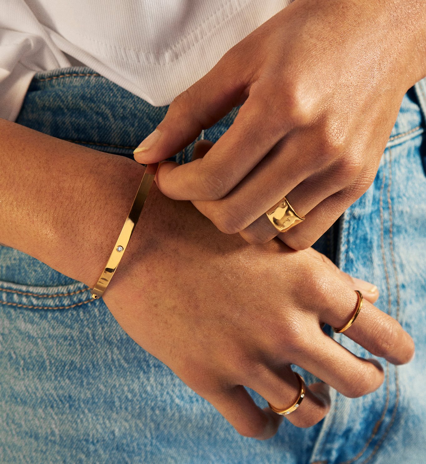 Lab Grown Diamond Solitaire Bangle in 18k Gold Vermeil on Sterling ...
