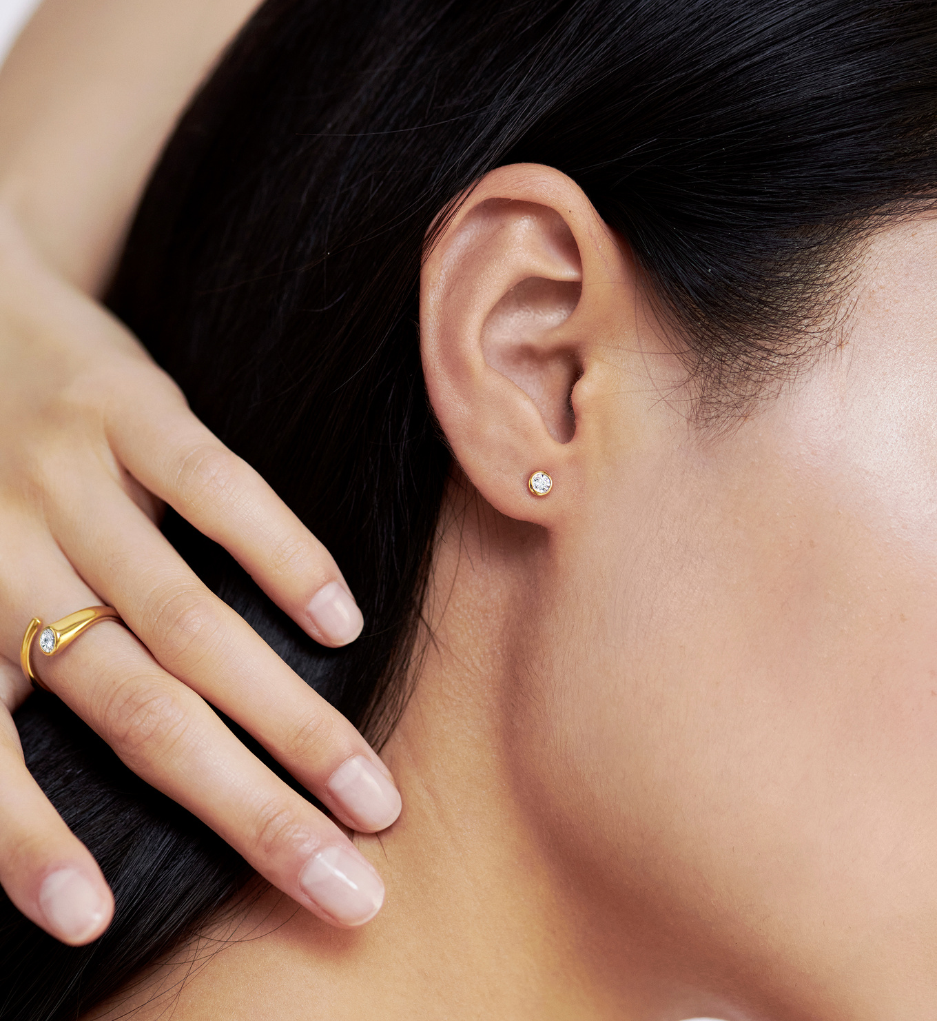 Lab Grown Diamond Solitaire Small Stud Earrings in 18k Gold Vermeil on ...