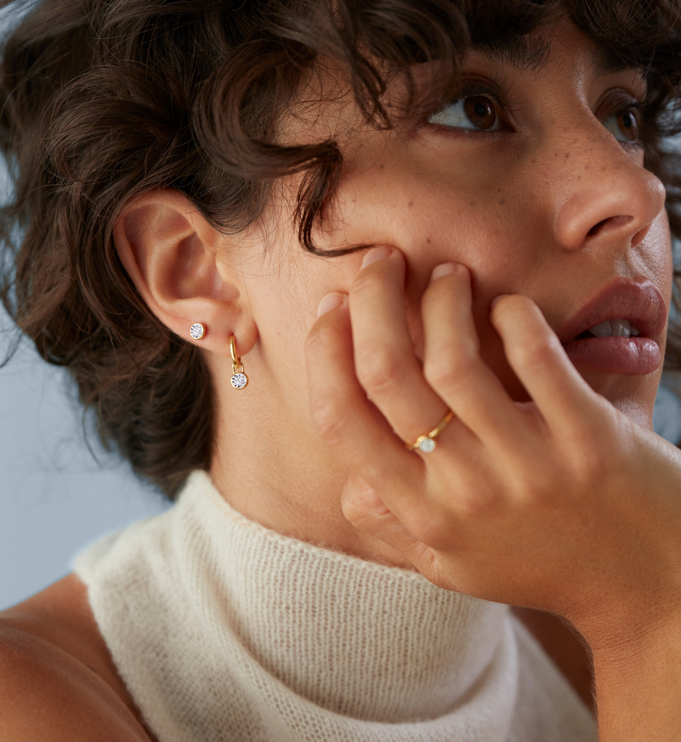 Lab Grown Diamond Solitaire Ear Charm in 18k Gold Vermeil on Sterling ...