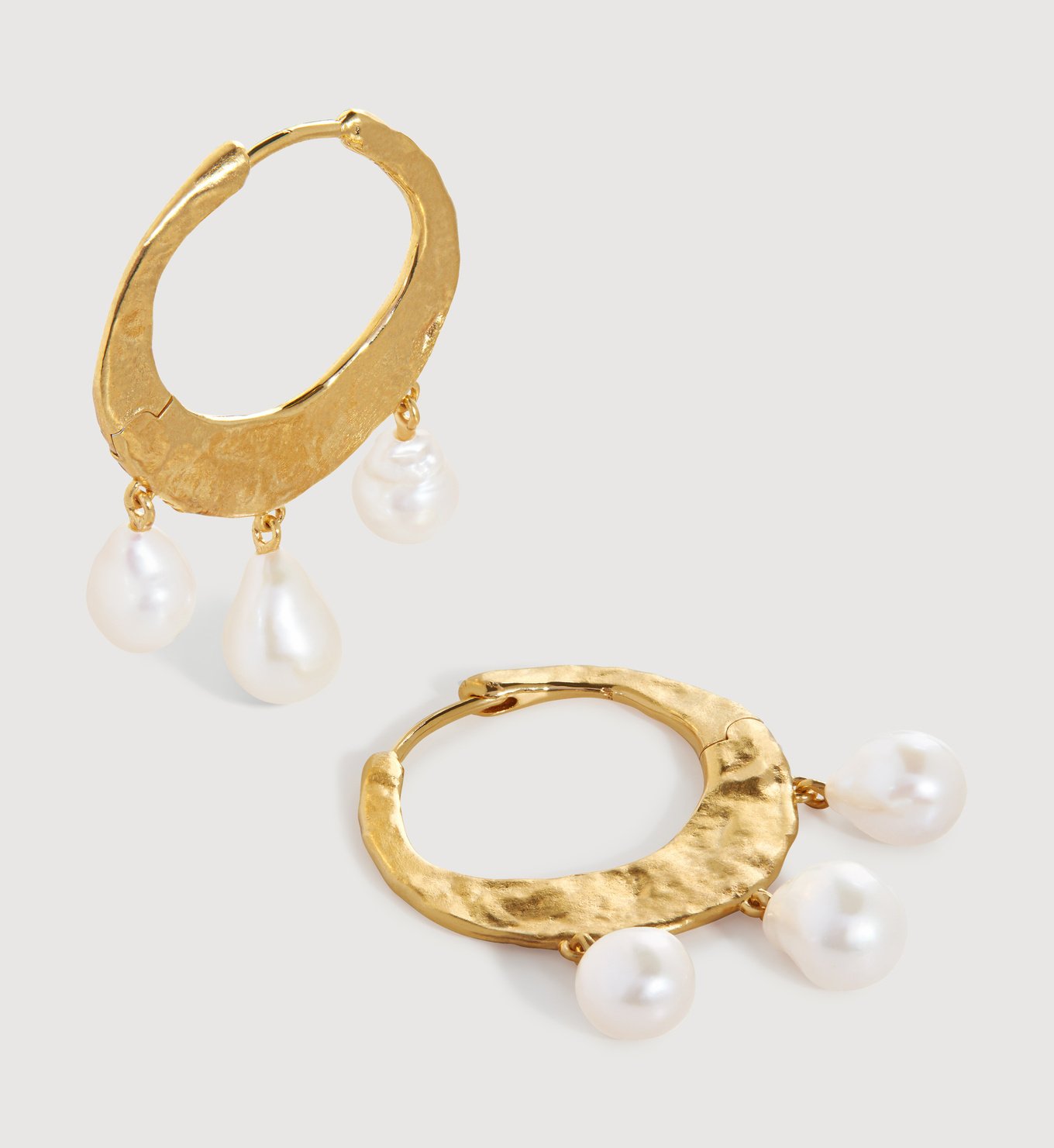 Capri Baroque Pearl Medium Hoop Earrings in 18k Gold Vermeil on Sterling Silver and Pearl ...